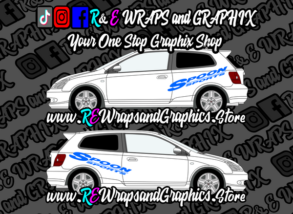 Honda Civic Spoon Sports Side Decals – R&E Wraps and Graphics LTD