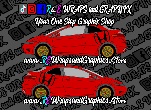 Honda Civic Honda Side Decals – R&E Wraps and Graphics LTD